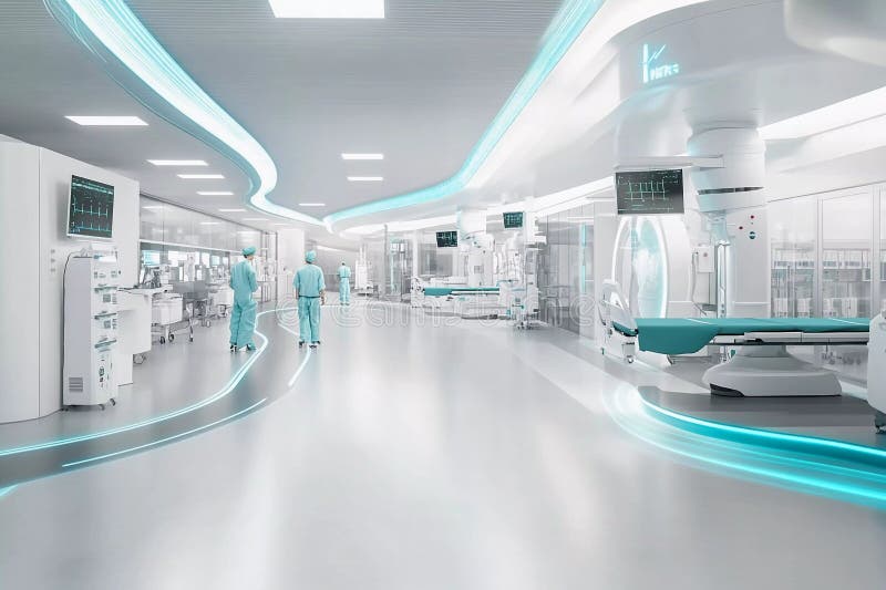 Futuristic Hospital Interior with Advanced Technology and Sterile ...