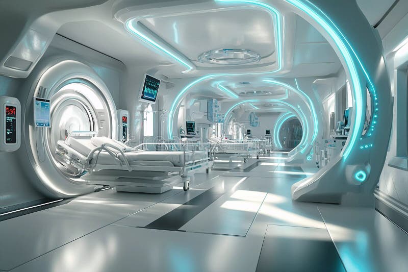 Futuristic Hospital Interior with Advanced Technology and Sterile ...