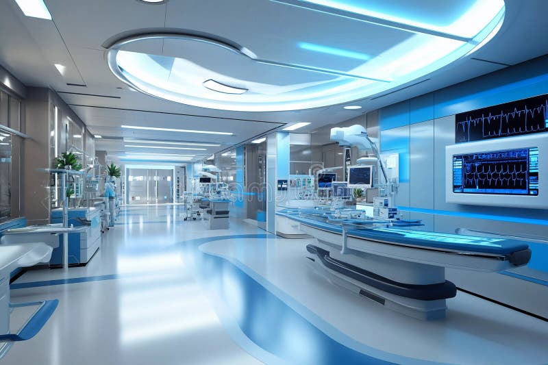 Futuristic Hospital Interior with Advanced Technology and Sterile ...