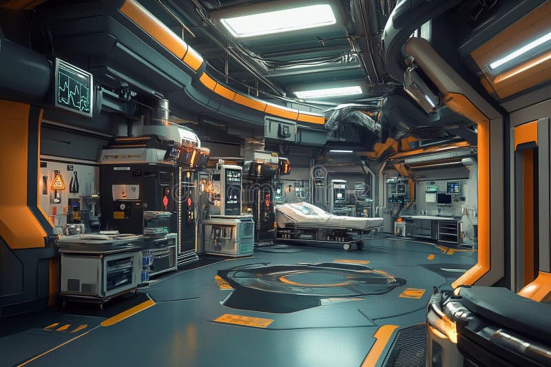 Futuristic Hospital Interior with Advanced Technology and Sterile ...