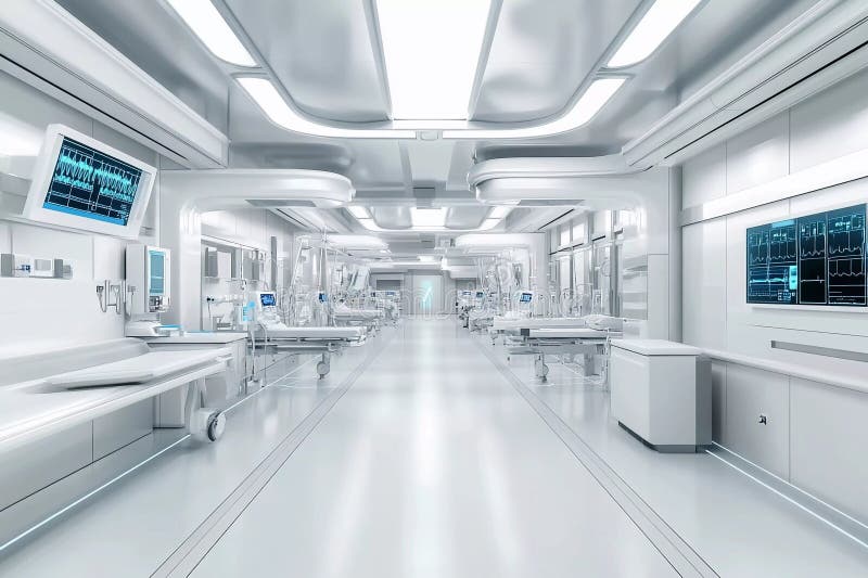 Futuristic Hospital Interior with Advanced Technology and Sterile ...