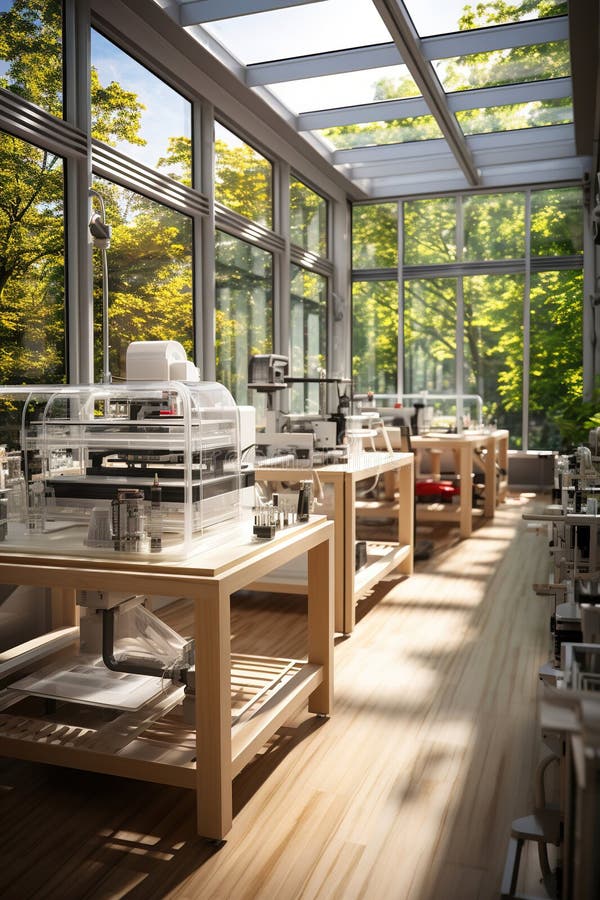 A Futuristic Hospital Room with a Couch and 3D Printer Stock ...