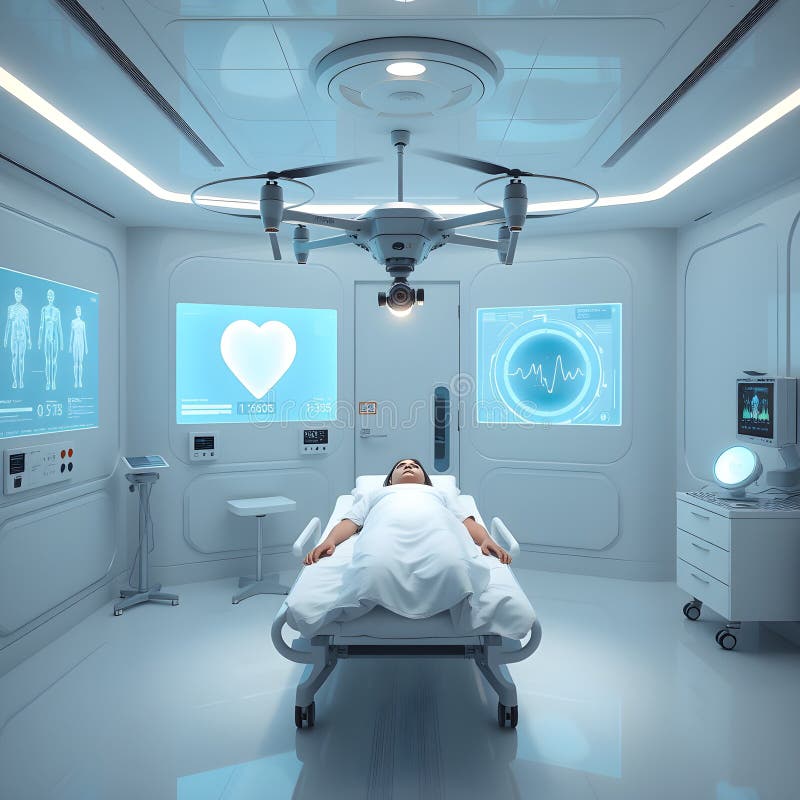 Futuristic Hospital Room with Drone Medical Technology Stock ...