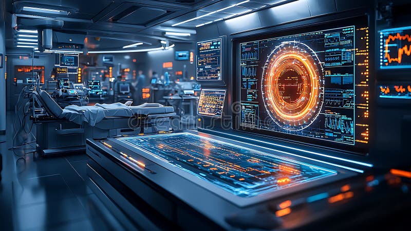 Futuristic Hospital Room Featuring Advanced AI Technology, Predictive ...