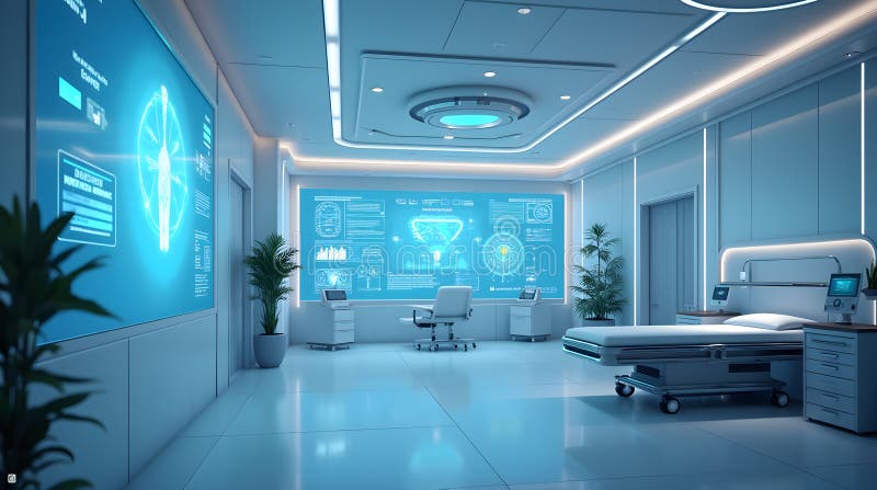 Futuristic Hospital Room, Image Created Using AI Stock Illustration ...
