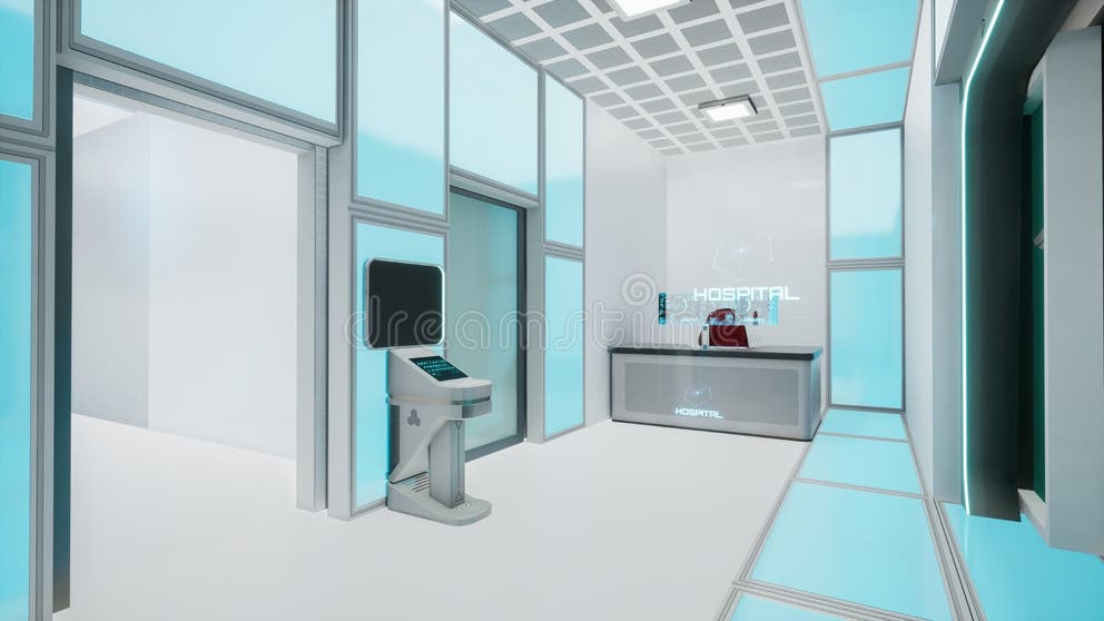Futuristic Hospital Room in Metaverse Concept. 3d Render Stock ...