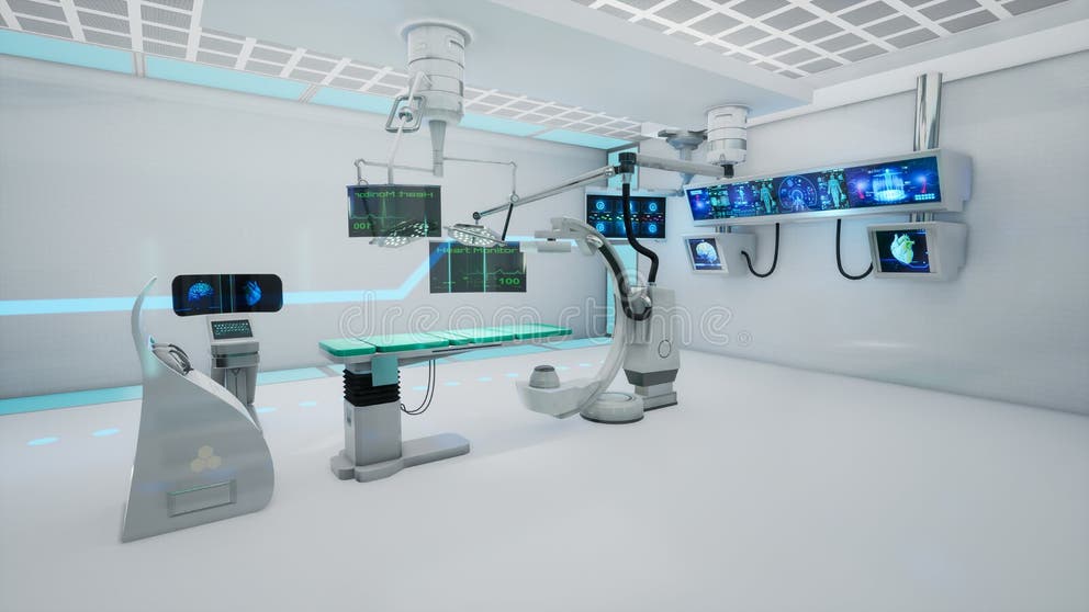 Futuristic Hospital Room in Metaverse Concept. 3d Render Stock ...
