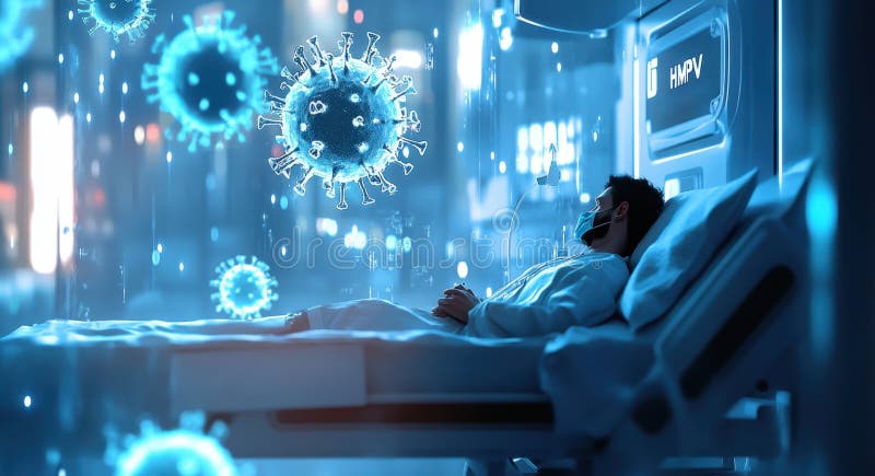 Futuristic Hospital Room with Virus Visualization Stock Image - Image ...