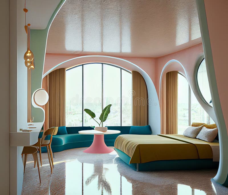 A Futuristic Hotel Interior, Featuring Modern and Innovative Design ...