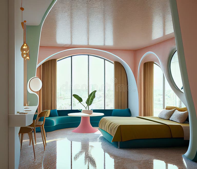 A Futuristic Hotel Interior, Featuring Modern and Innovative Design ...