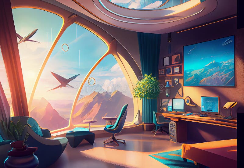 A Futuristic Hotel Interior, Featuring Modern and Innovative Design ...