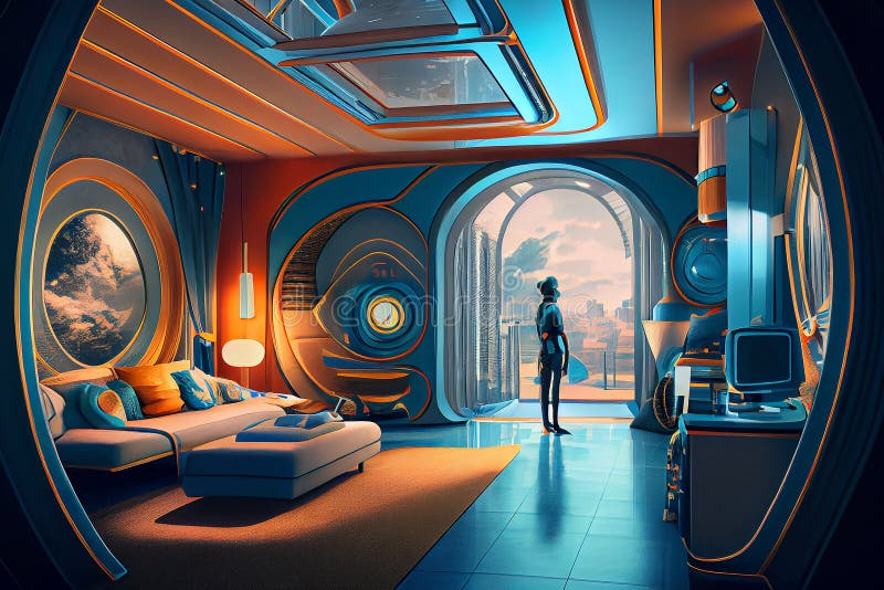 A Futuristic Hotel Interior, Featuring Modern and Innovative Design ...