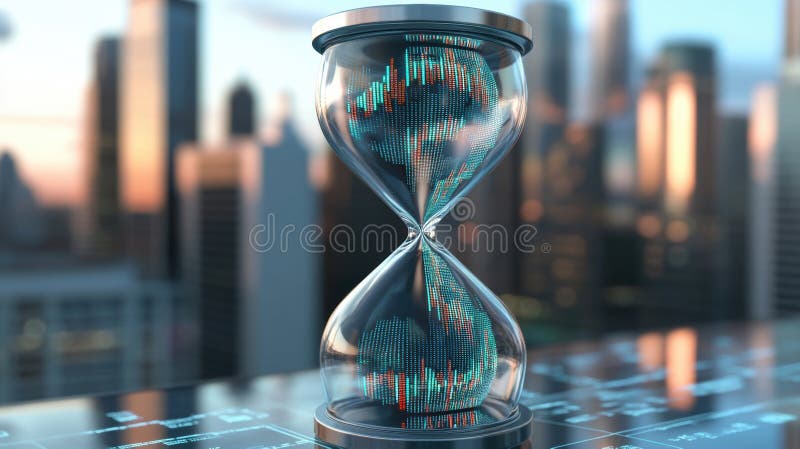 Hourglass with Digital Globe Symbolizes Time and Technology in a Modern ...