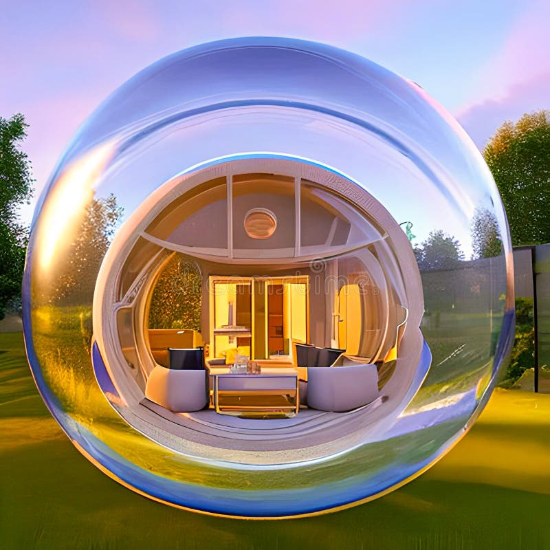 Futuristic House Architecture Inside Glass Bubble Stock Illustration ...