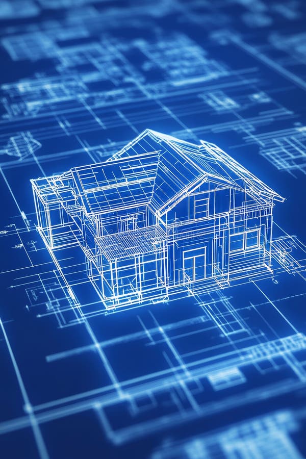 Futuristic House Blueprint an Abstract Architectural Design in Vibrant ...