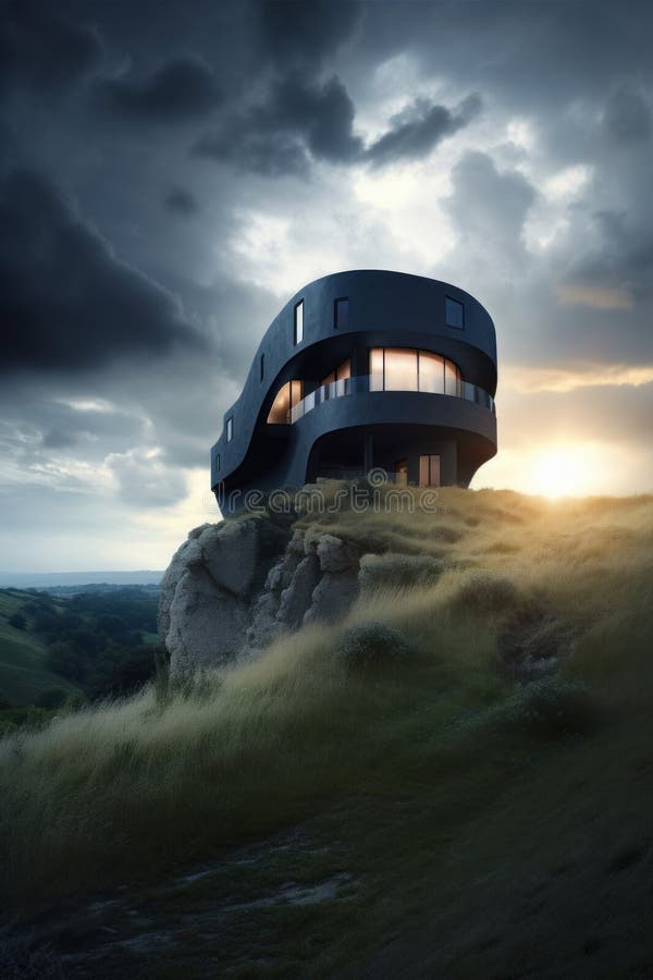 Futuristic House Breathtaking Architectural, 3d Rendering Stock ...