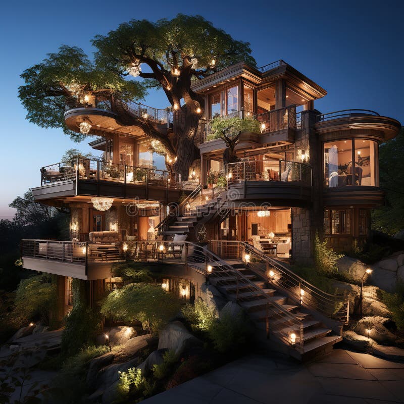 Futuristic House Built in a Treehouse Style on an Incredibly Tall Tree ...