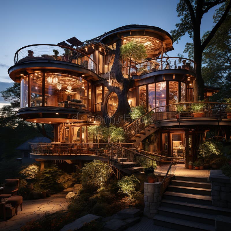 Futuristic House Built in a Treehouse Style on an Incredibly Tall Tree ...