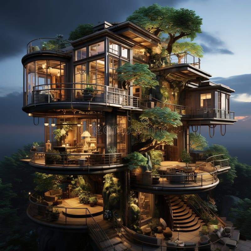 Futuristic House Built in a Treehouse Style on an Incredibly Tall Tree ...