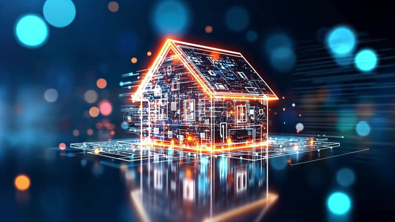 Futuristic Digital House Design with Vibrant Lighting in a City Setting ...
