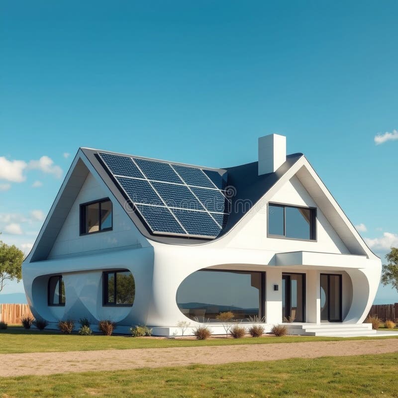 A Futuristic House with High-tech, Glossy Solar Panels Stock Image ...