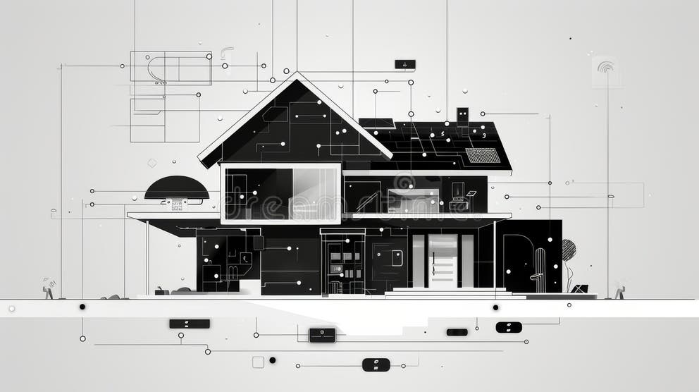 Futuristic House with Interconnected Smart Technology Stock Photo ...