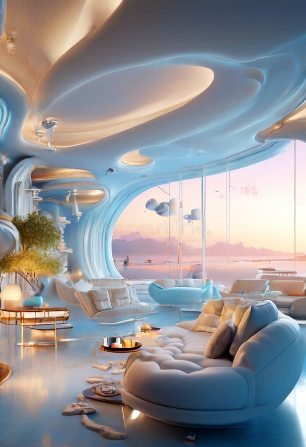 A Futuristic House Perched on a Cliff, Overlooking the Ocean Stock ...