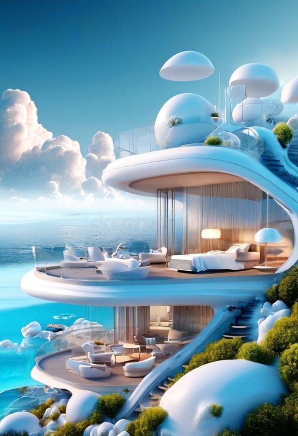 Futuristic Cliffside House with Cloud-like Exterior and Ocean View ...