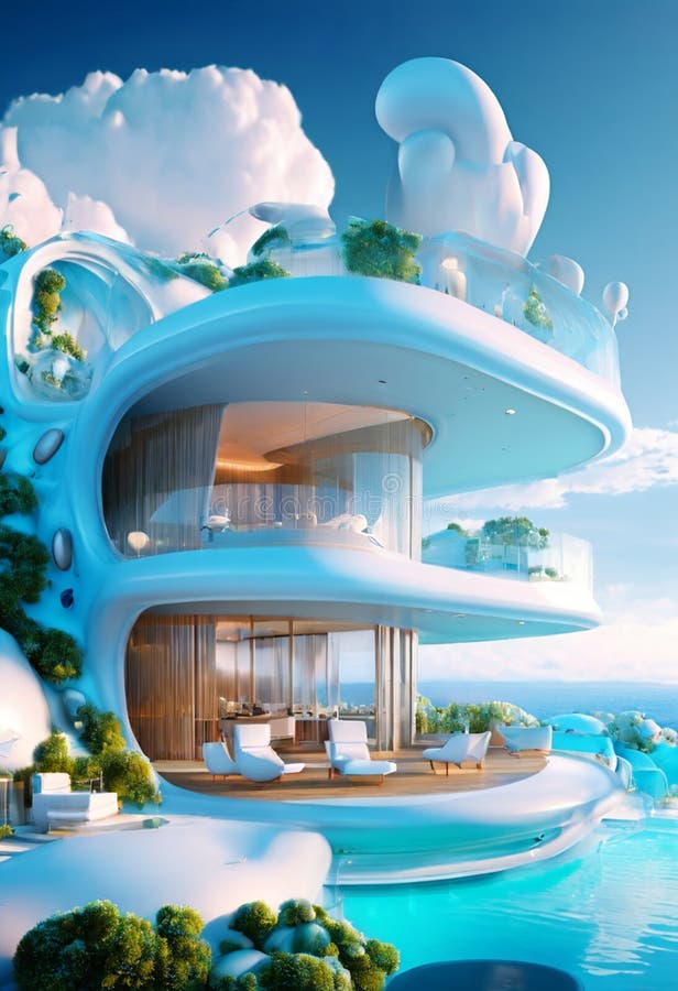 Futuristic Cliffside House with Cloud-like Exterior and Ocean View ...