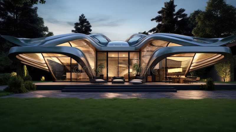 Futuristic house wings stock illustration. Illustration of extension ...