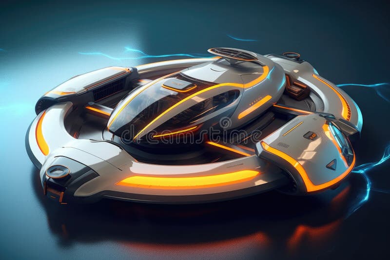 Futuristic Hovercraft with Ai-driven Controls Stock Illustration ...