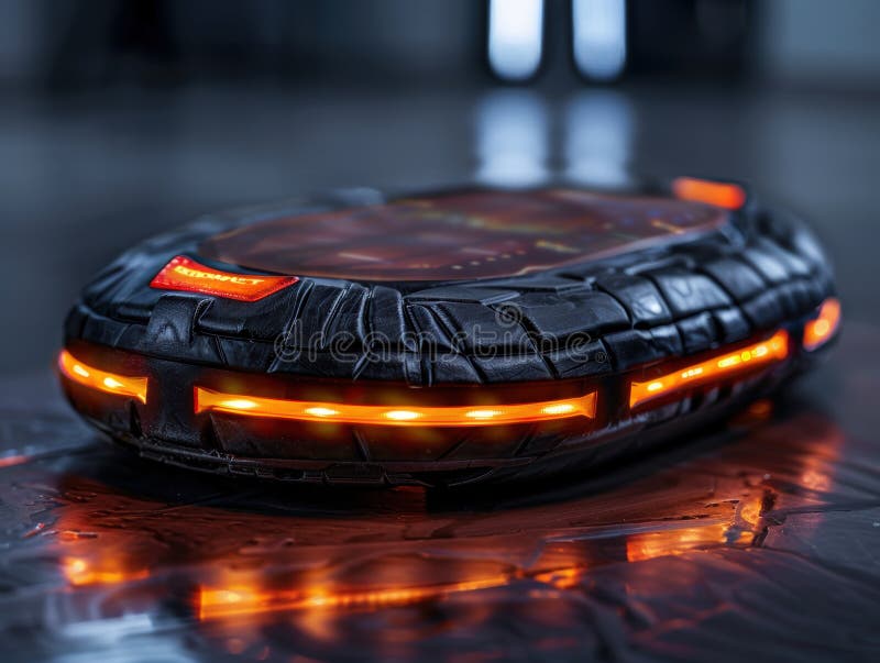 Futuristic Hovercraft with Glowing Lights Stock Illustration ...