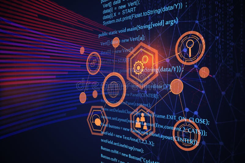 Futuristic HTML background stock illustration. Illustration of byte ...