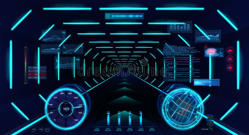 Futuristic HUD Car Interface in Cyberspace for VR, AR, GUI, UI Stock ...