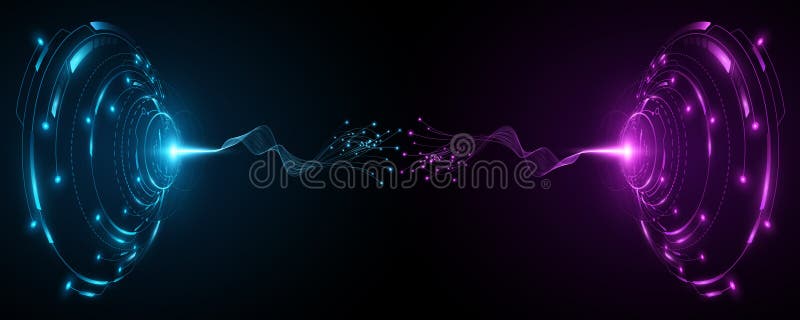 Futuristic HUD Circles with Glowing Neural Connectors into Cyberspace ...