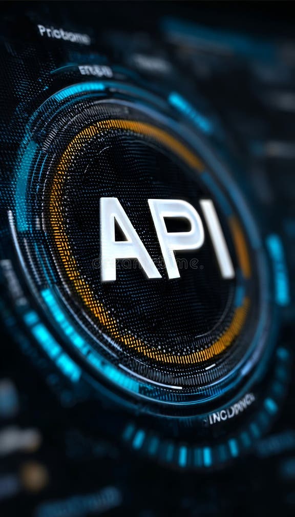 Futuristic HUD Display Featuring API, Application Programming Interface Acronym, Technology ...