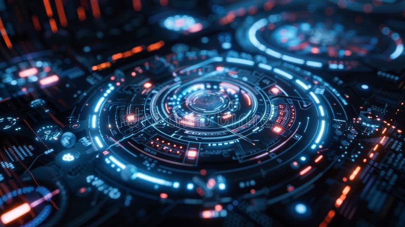 Futuristic Hud Display Showing Complex Data Analysis in Progress Stock Image - Image of circle ...