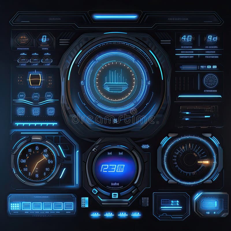 Futuristic Hud Elements Ai Generated Stock Illustration - Illustration ...