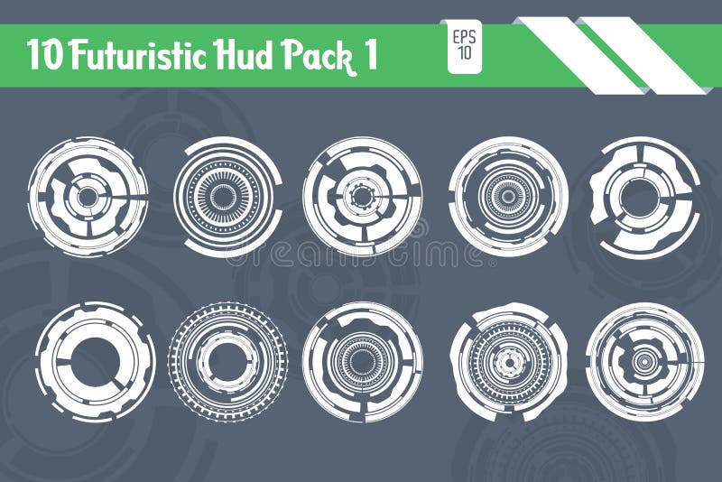 10 Futuristic HUD Elements Technology Hi Tech Vector Pack Stock Vector ...