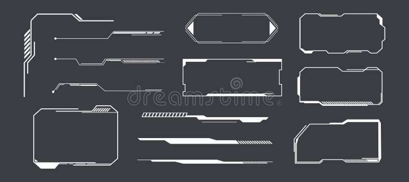 Futuristic HUD Frames, Borders Text Box Game Menu Ui Panel. Line Tech ...