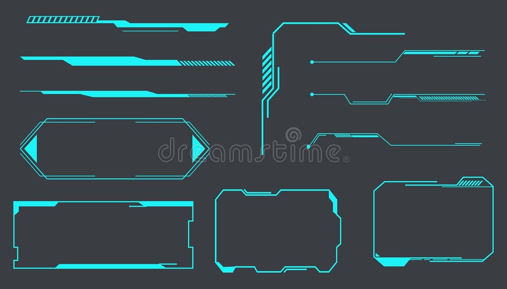 Futuristic HUD Frames, Borders Text Box Game Menu Ui Panel. Line Tech ...