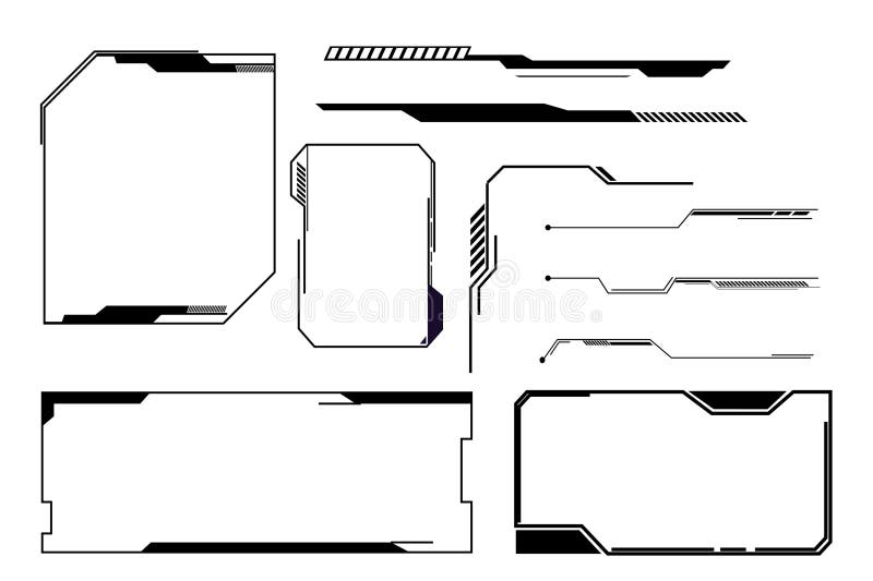Futuristic HUD Frames, Borders Text Box Game Menu Ui Panel. Line Tech ...