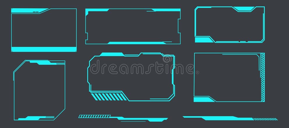 Futuristic HUD Frames, Borders Text Box Game Menu Ui Panel. Line Tech ...