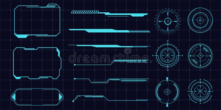 Futuristic HUD Frames, Borders Text Box Game Menu Ui Panel. Line Tech ...