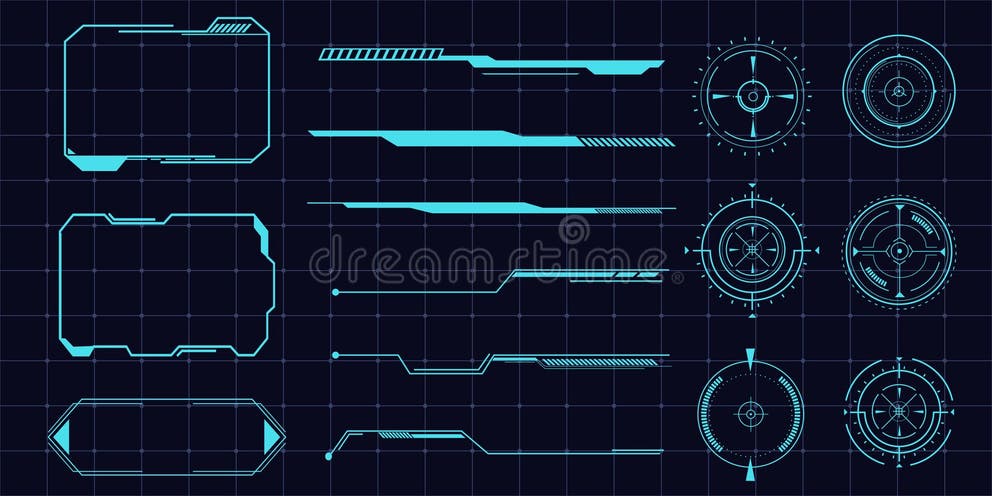 Futuristic HUD Frames, Borders Text Box Game Menu Ui Panel. Line Tech ...