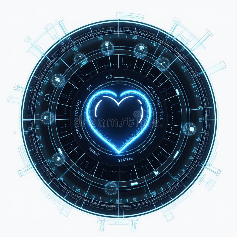 Futuristic HUD Heads-Up Display Interface with Heart Metrics Stock ...