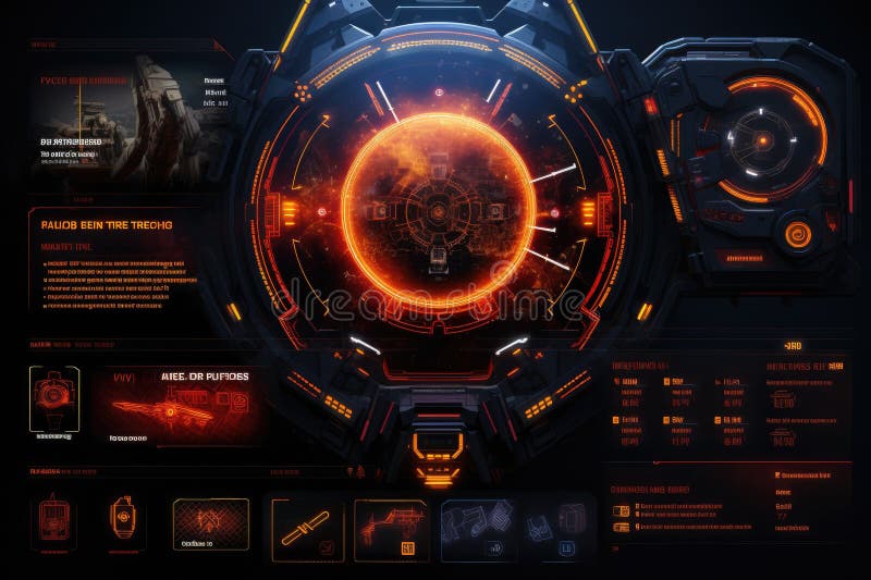 Futuristic HUD Interface on a Dark Background. Futuristic HUD Interface in the Form of a Planet ...