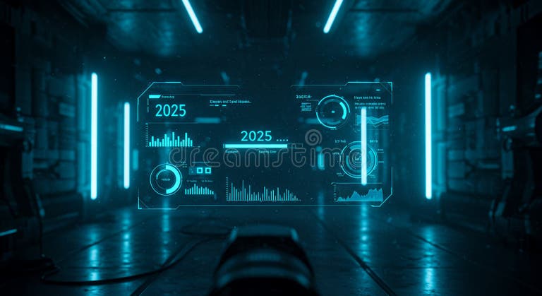 Futuristic 2025 HUD Interface: Sci-Fi Cyberpunk Tech Data Visualization Stock Image - Image of ...