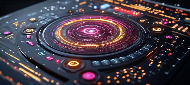 Futuristic HUD Technology Radar Screen with Diverse Communication and ...