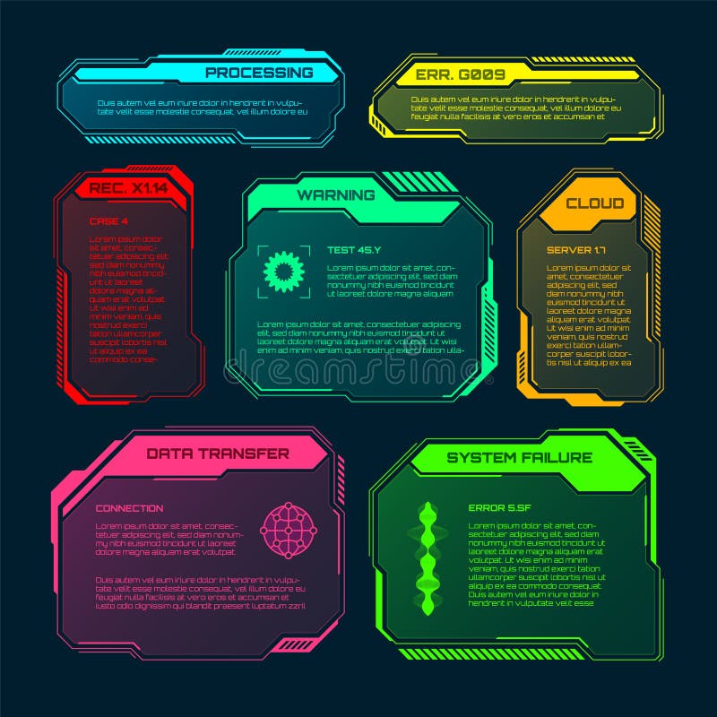 Futuristic HUD or UI Elements. Sci-fi User Interface Text Boxes ...